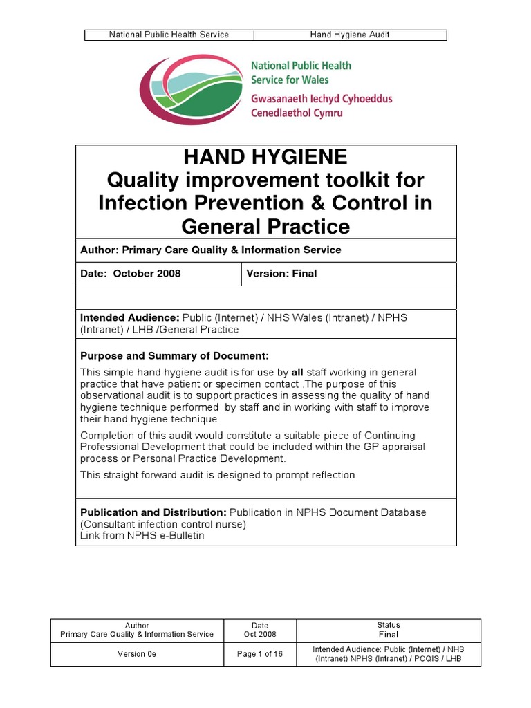 Audit of Hand Hygiene | PDF | Hand Washing | Hygiene