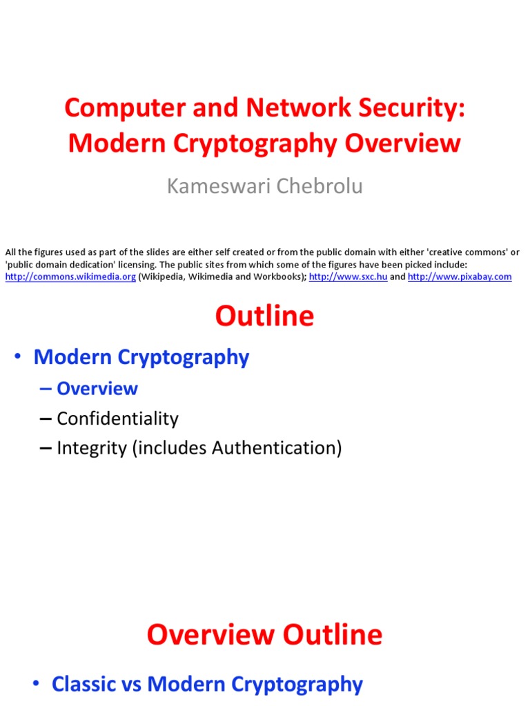 Computer and Network Security: Modern Cryptography Overview: Kameswari Chebrolu | PDF ...