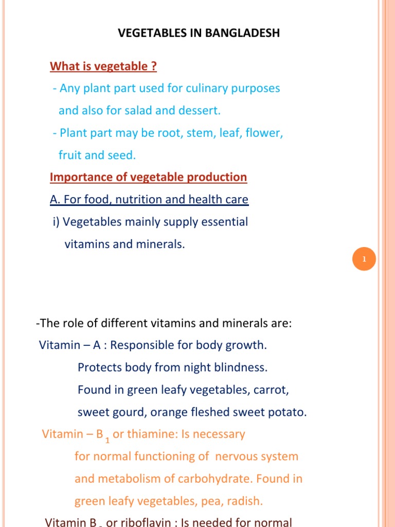 Vegetables of Bangladesh | PDF | Vitamin | Vegetables