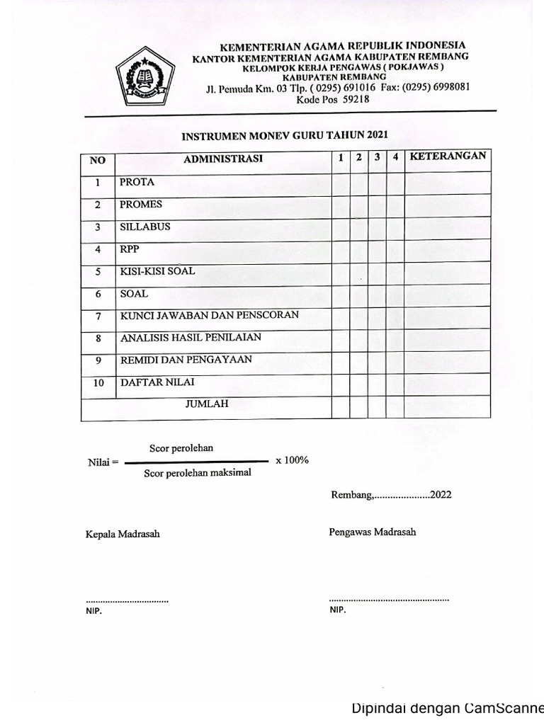 Instrumen Monev | PDF