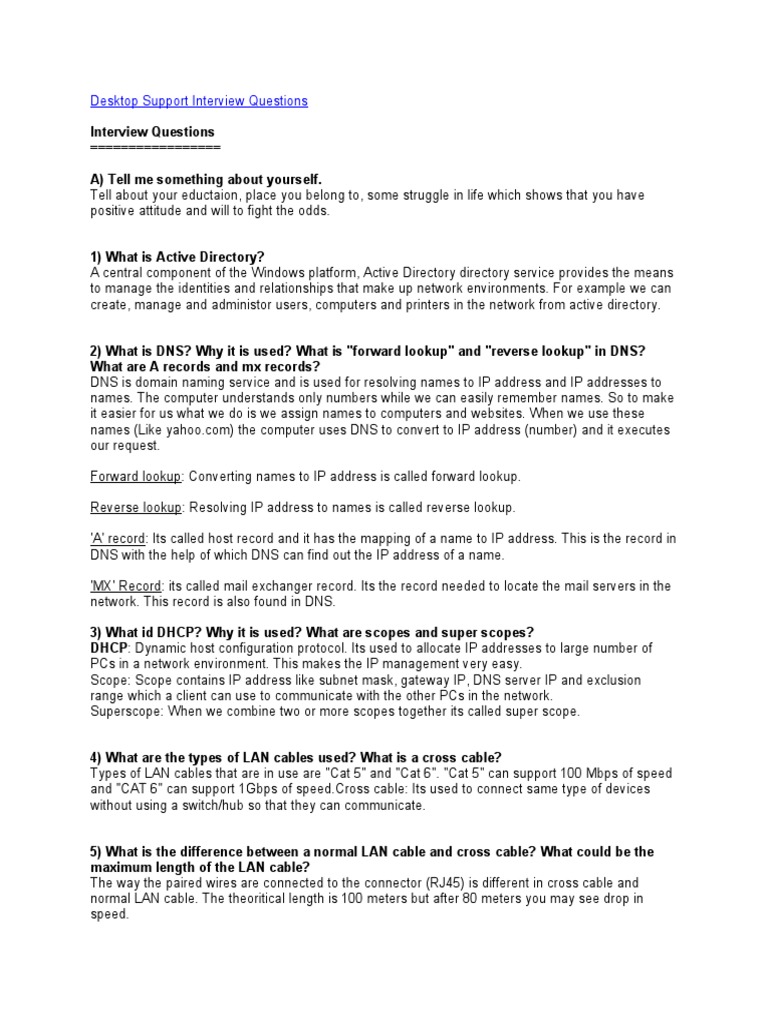 DL2 Interview Questions | PDF | Domain Name System | Ip Address