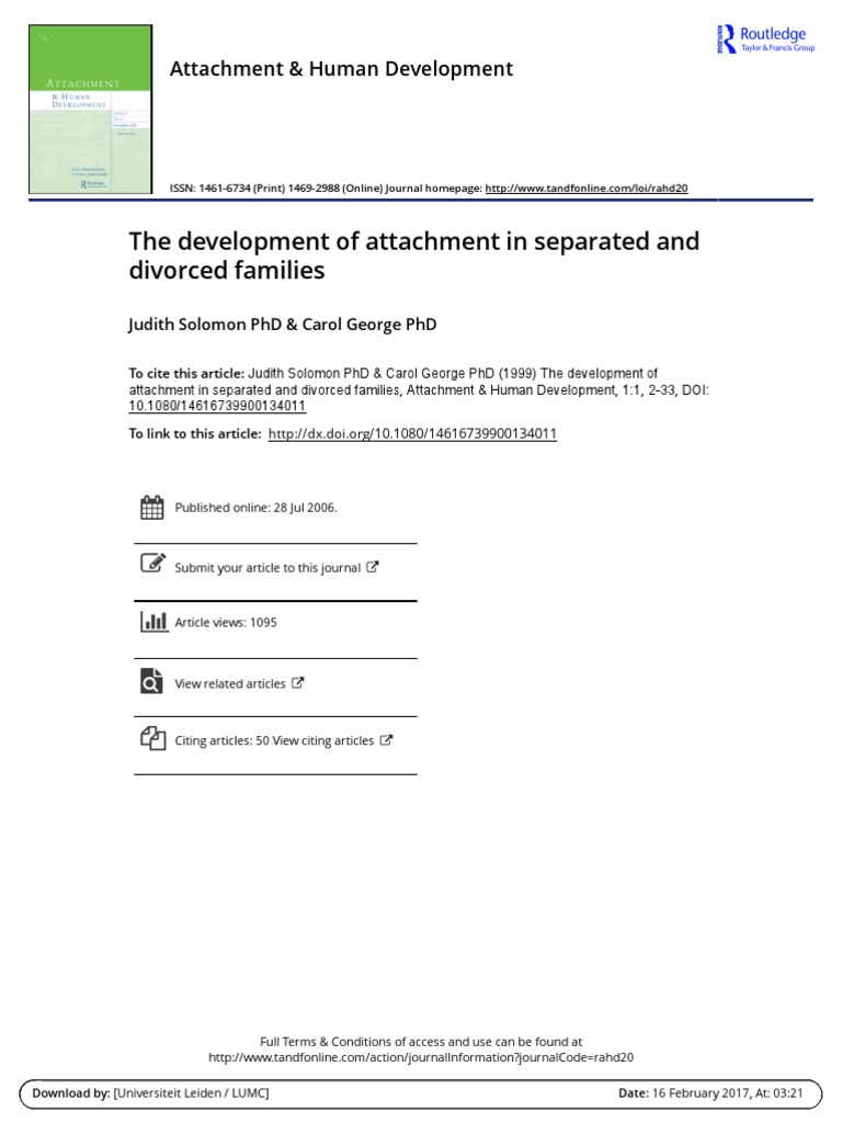 The Development of Attachment in Separated and Divorced Families | PDF ...