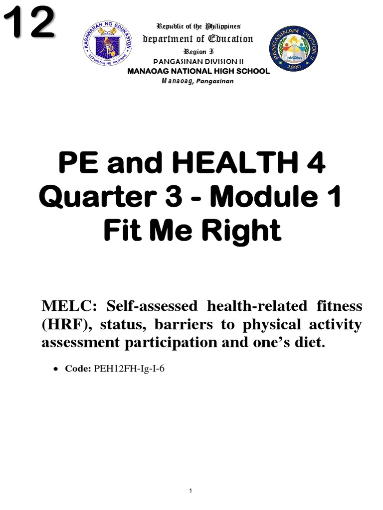 Pe and Health 4 Quarter 3 - Module 1 Fit Me Right | PDF | Physical ...
