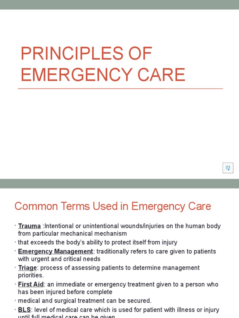 Principles of Emergency Care With Lecture | PDF