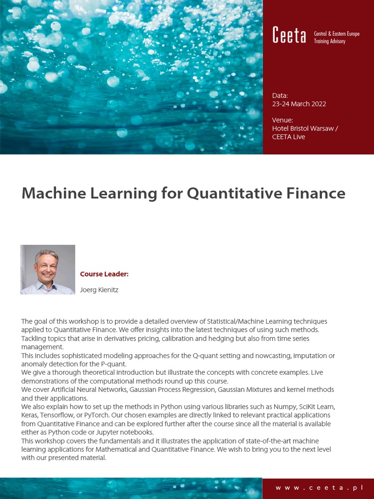 Machine Learning by Joerg Kienitz | PDF | Machine Learning | Mathematical Finance