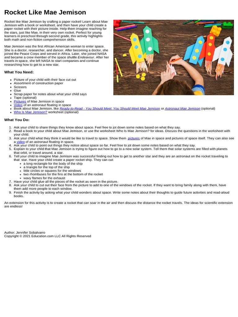 Rocket Like Mae Jemison: What You Need | PDF | Flight | Astronautics