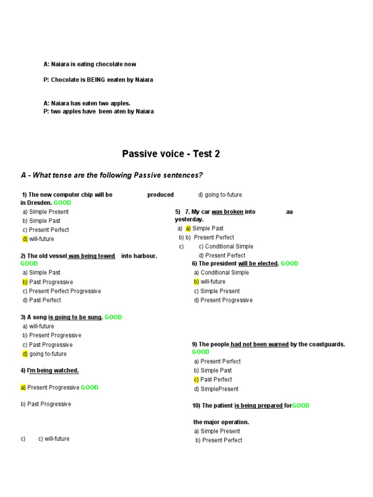 Passive Voice - Test | PDF | Perfect (Grammar) | Linguistics