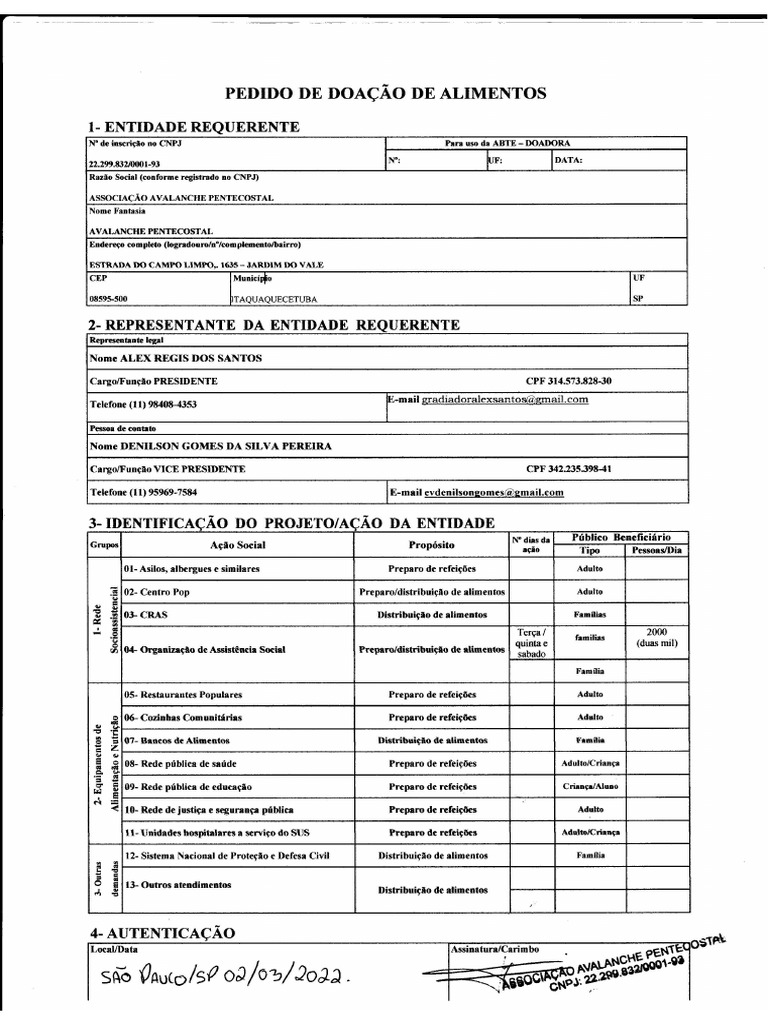 Formulario Preenchido | PDF