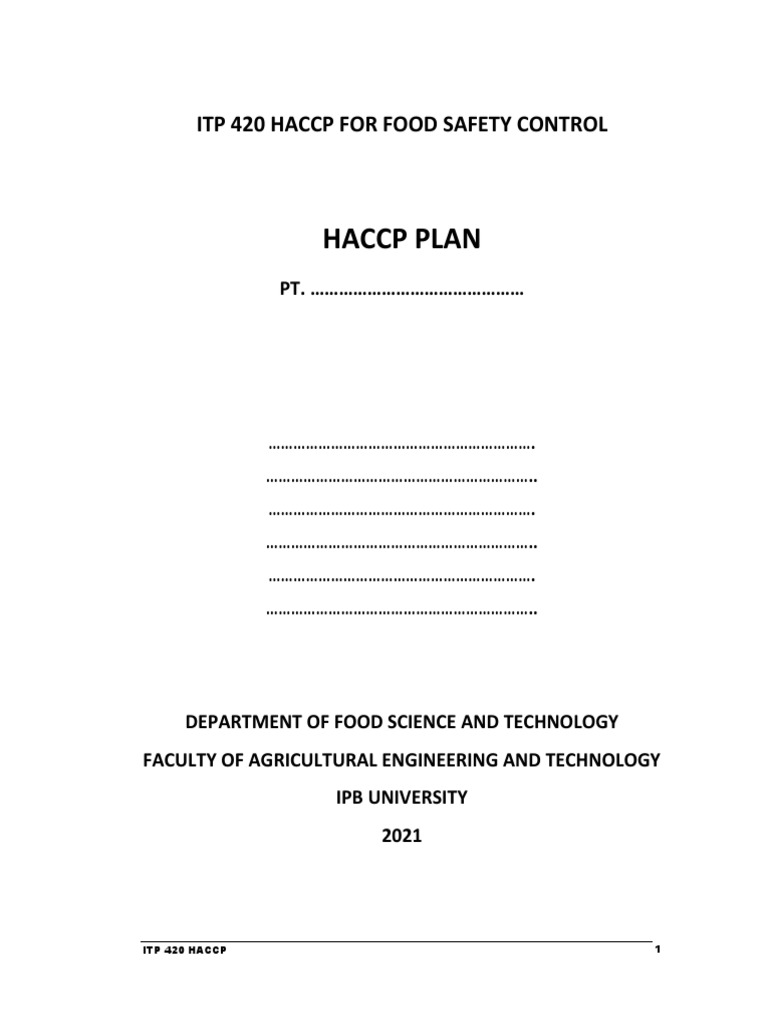 HACCP WORKBOOK 2021 Eng | PDF | Hazard Analysis And Critical Control ...