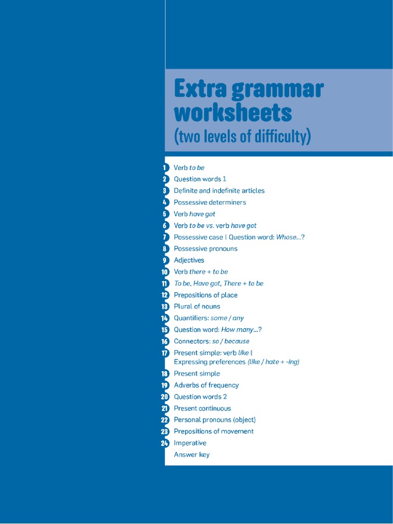 Extra Worksheets - Extra Grammar | PDF | Cognitive Science | Linguistics