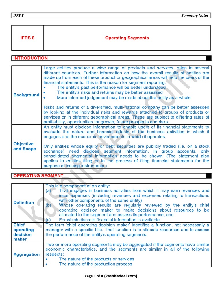Ifrs 8 Operating Segments: Background | PDF | Financial Statement | Expense