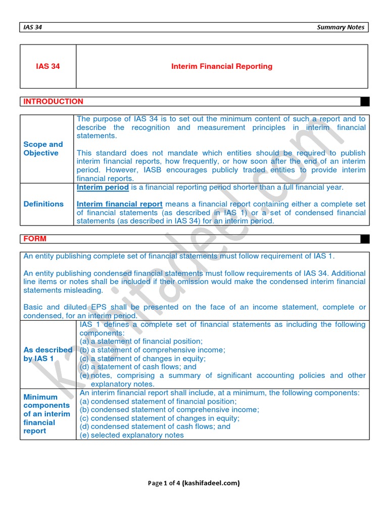 IAS 34 Interim Financial Reporting | PDF | Financial Statement ...