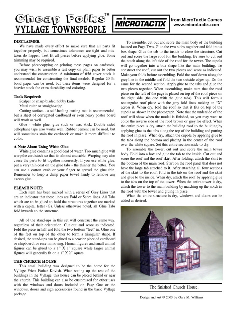 (Miniatures Paper Model) - Microtactix - Cheep Folks Vyllage ...