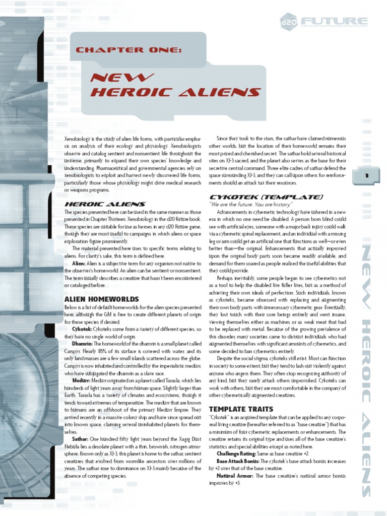 d20 Future New Heroic Aliens | PDF | Nature
