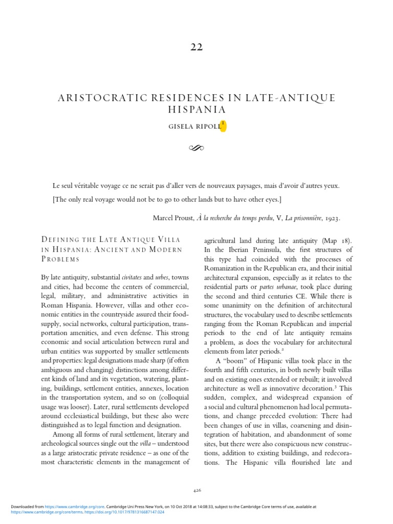 Aristocratic Residences in Late-Antique Hispania: Gisela Ripoll | PDF ...