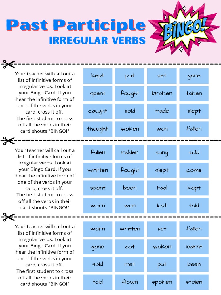 Irregular Verbs Bingo 1 | PDF | Verb | Grammatical Conjugation