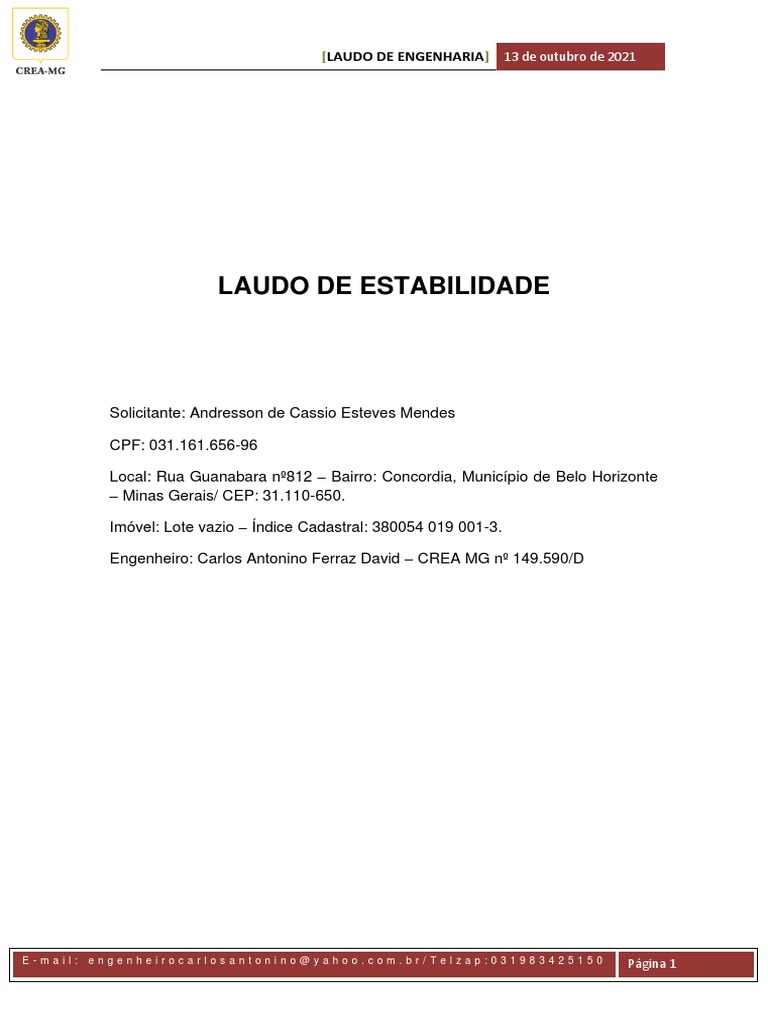 Laudo de Estabilidade - PBH | PDF