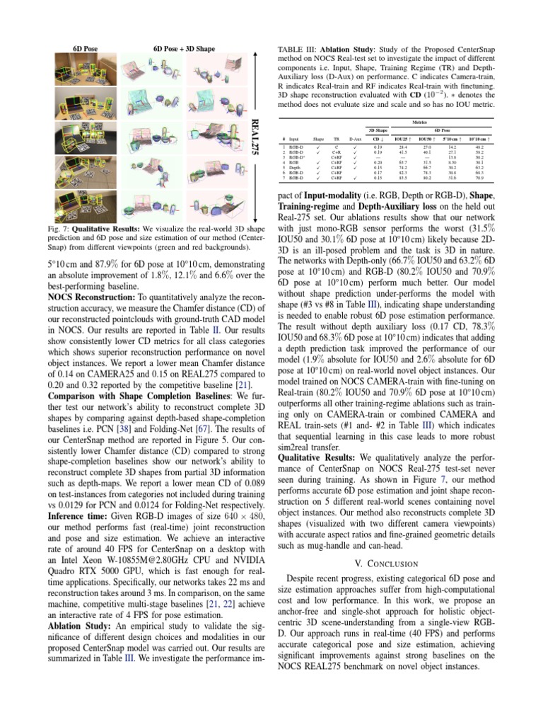 6D Pose 6D Pose + 3D Shape: Onclusion | PDF | Cognition | Cognitive Science