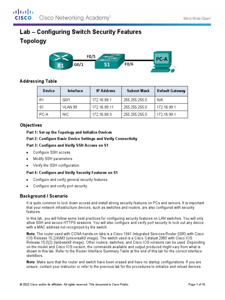 5.2.2.9 Lab - Configuring Switch Security Features | PDF | Secure Shell | World Wide Web