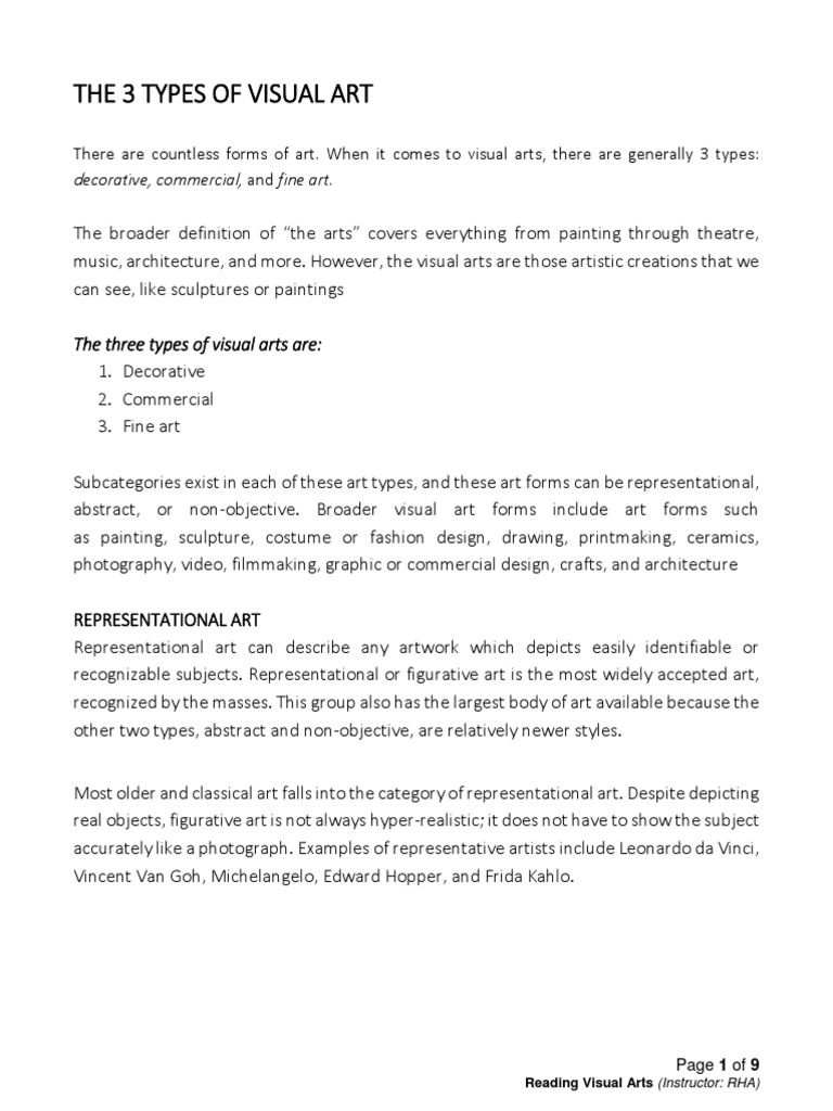 The Three Types of Visual Arts Are | PDF | Fine Art | Abstract Art