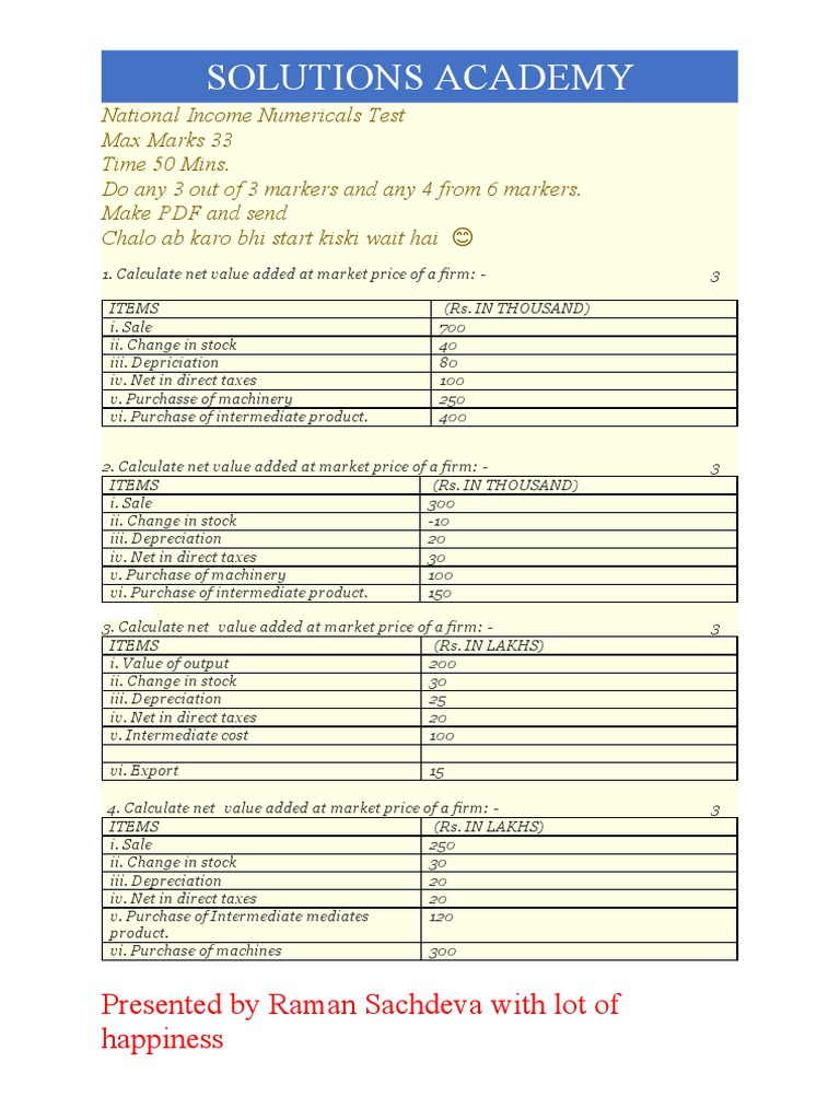 National Income Test | PDF | Measures Of National Income And Output ...