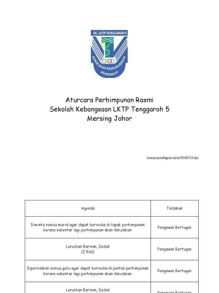 SKRIP Perhimpunan Pagi | PDF