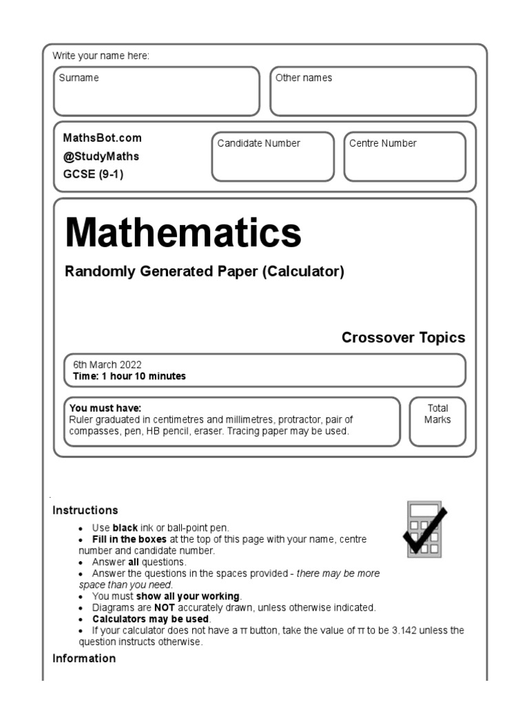 Practice GCSE Maths Paper | PDF | Speed | Area