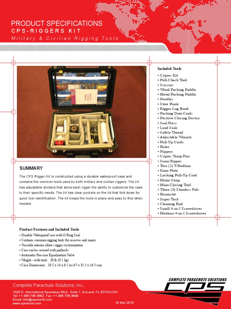 CPS Rigger Kit Specifications | PDF | Manufactured Goods | Equipment