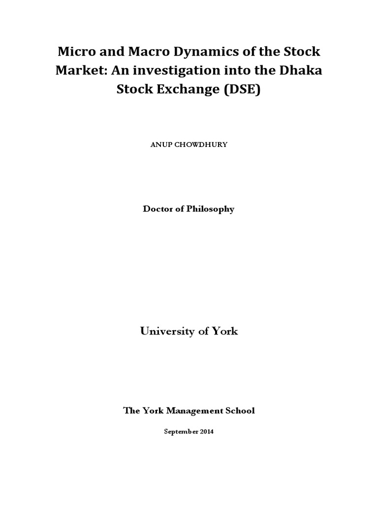 Micro and Macro Dynamics of Stock Market by Anup Chowdhury | PDF ...