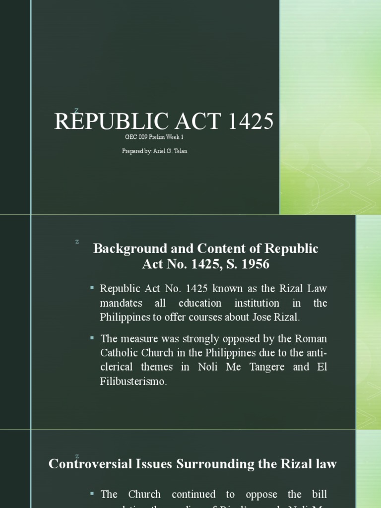 Week 1 Republic Act 1425 | PDF