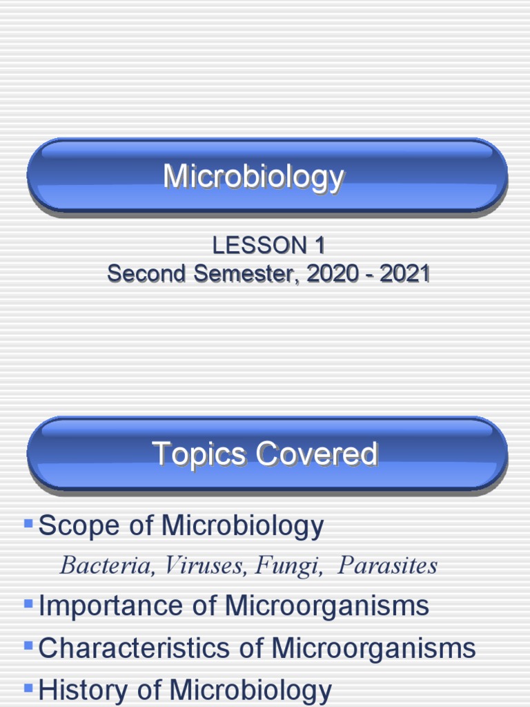 Microbiology: Lesson 1 Second Semester, 2020 - 2021 | PDF ...