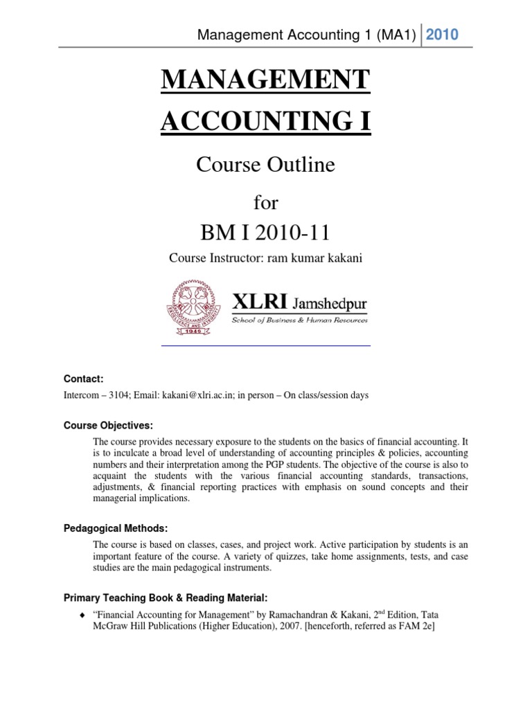 BM 2010 MA1 Outline | PDF | Accounting | Financial Accounting