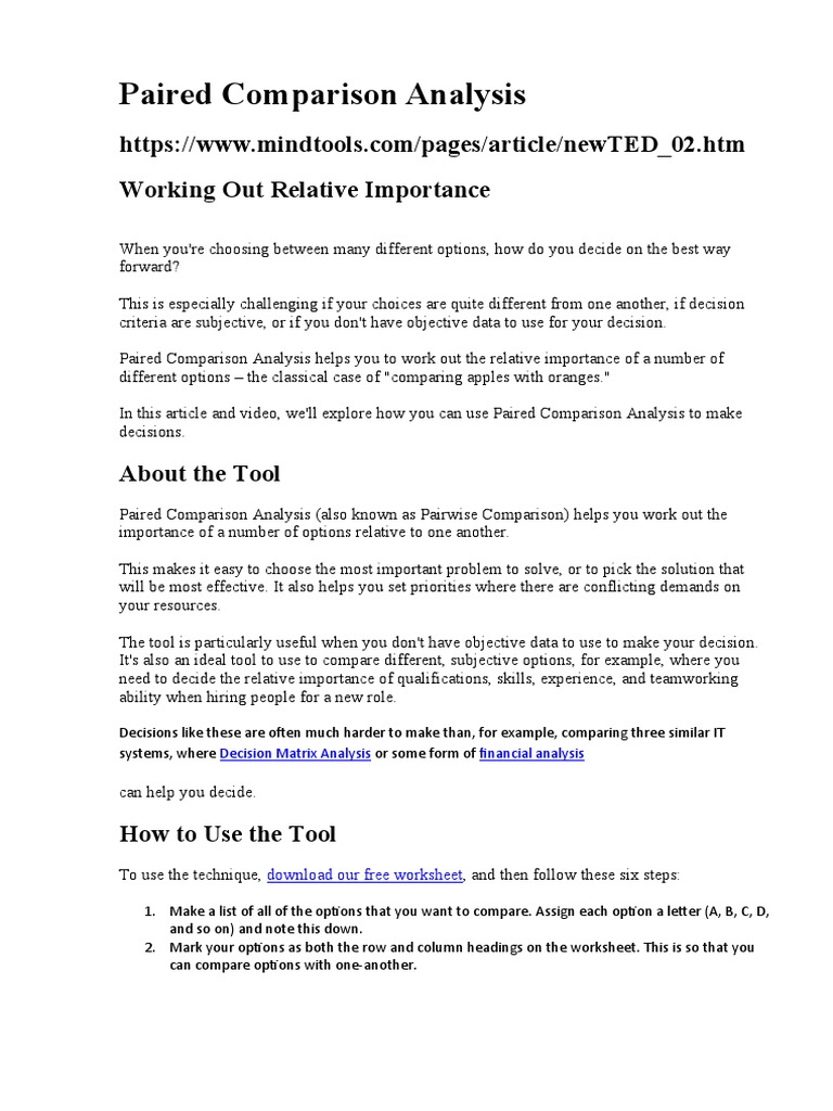 Practice 2. Paired Comparison Analysis | PDF