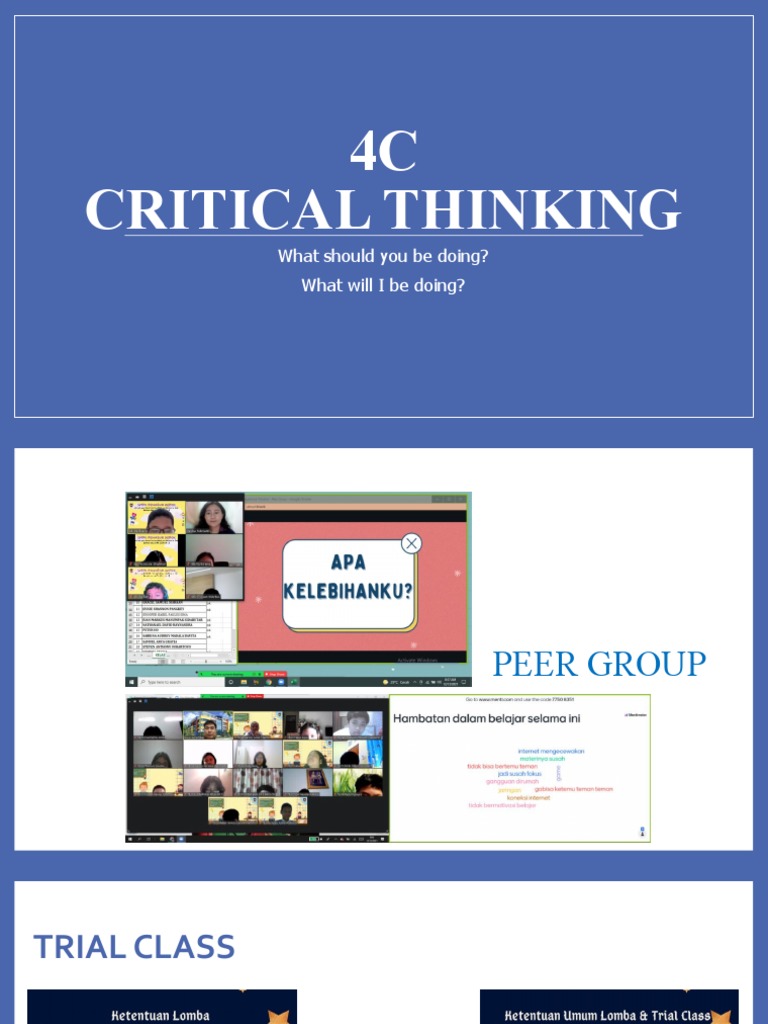 4C Critical Thinking: What Should You Be Doing? What Will I Be Doing? | PDF