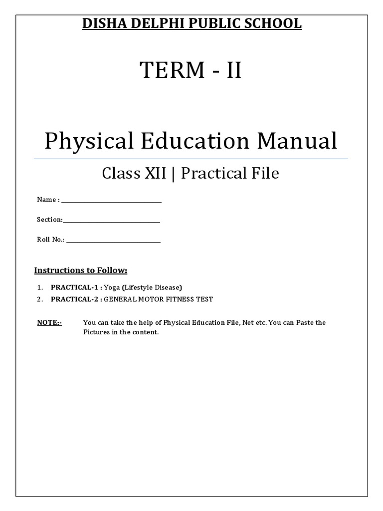 Physical Education Class-Xii Term-2 Practical File | PDF