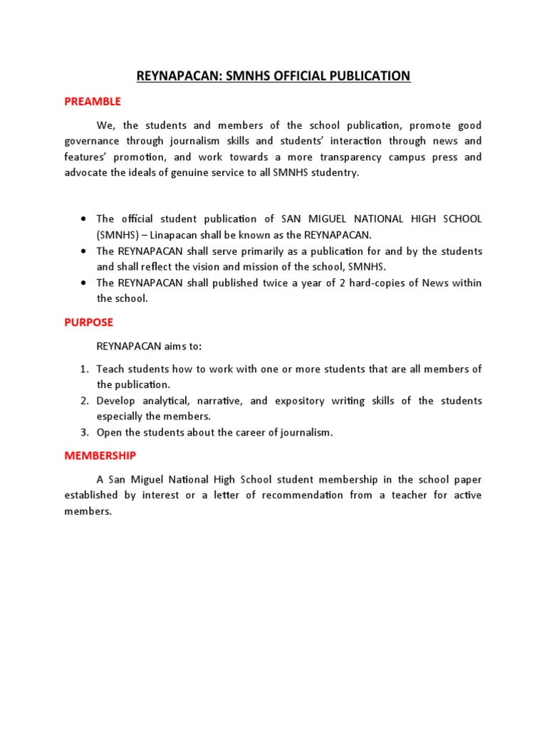 School Paper Preamble | PDF