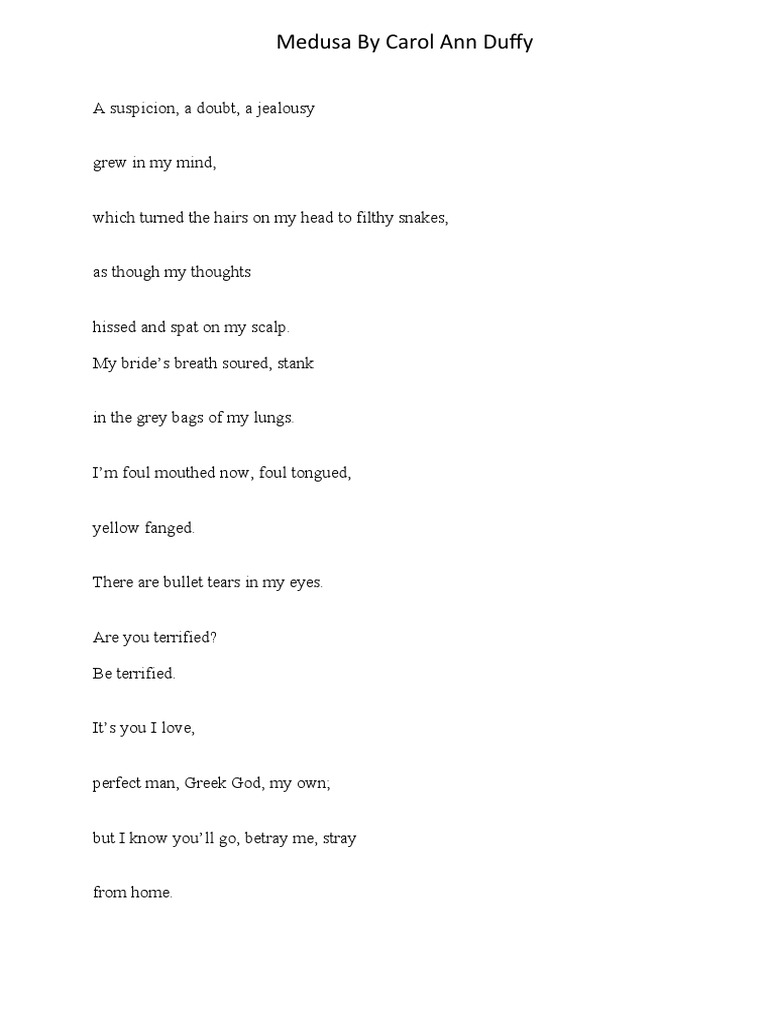 Medusa by Carol Ann Duffy | PDF