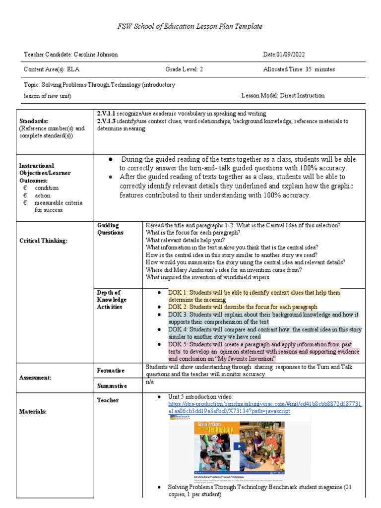 FSW School of Education Lesson Plan Template: E1aa06cb3dd19a3efbc0 ...