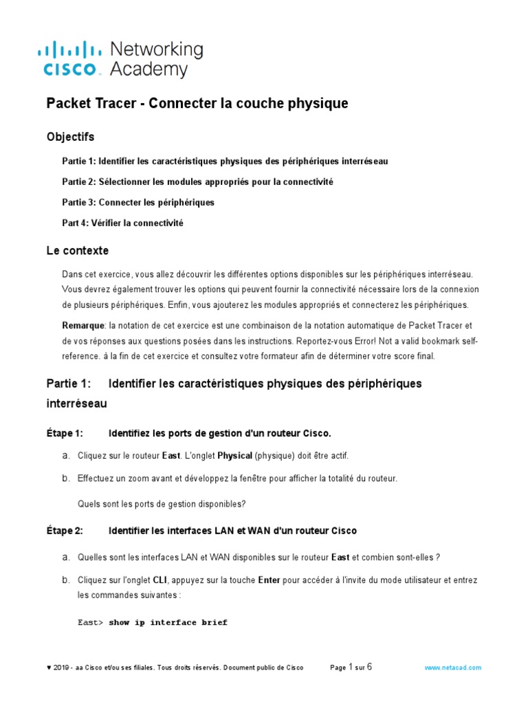 4.7.1 Packet Tracer - Connect The Physical Layer | PDF | Commutateur réseau | Interface ...