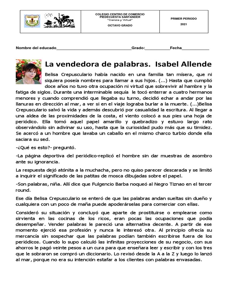 La Vendedora de Palabras. Isabel Allende | PDF