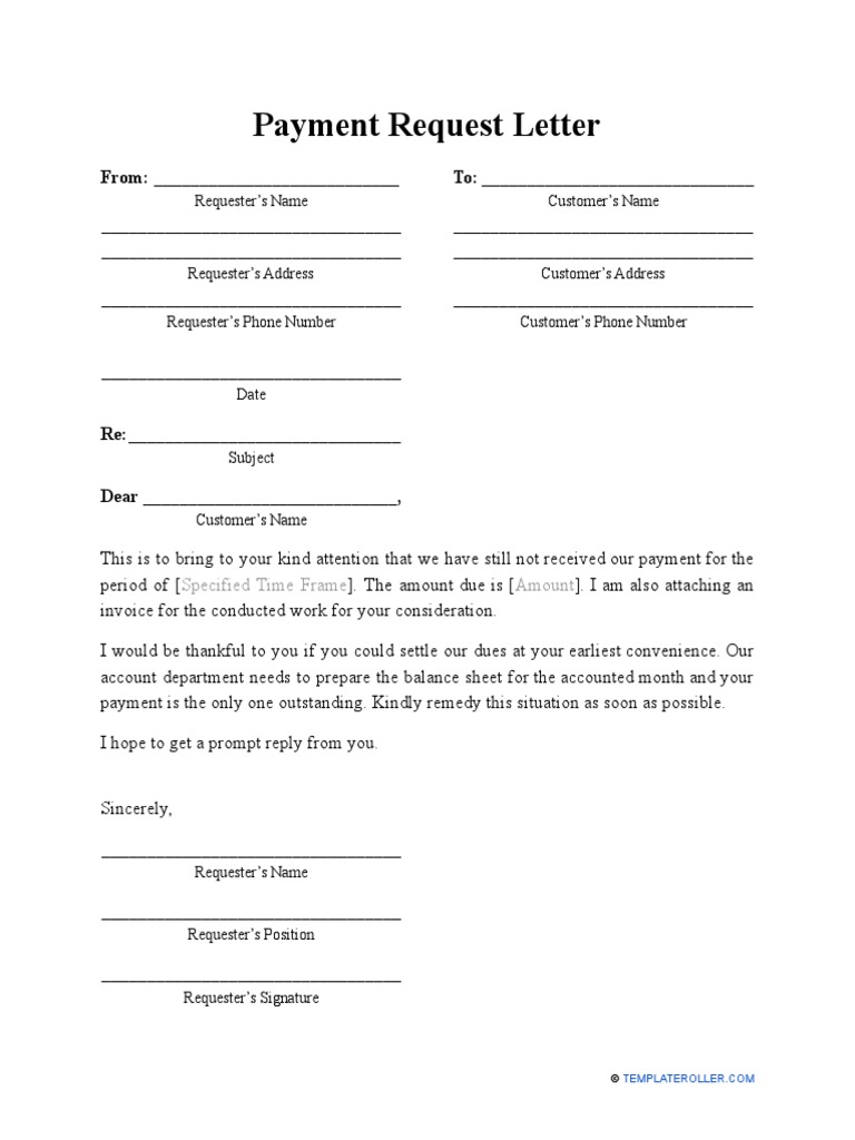 Main Payment Request Letter Template | PDF