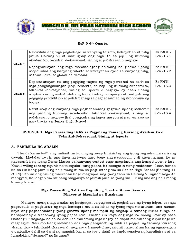 LAS 4th Quarter GRADE 9 | PDF