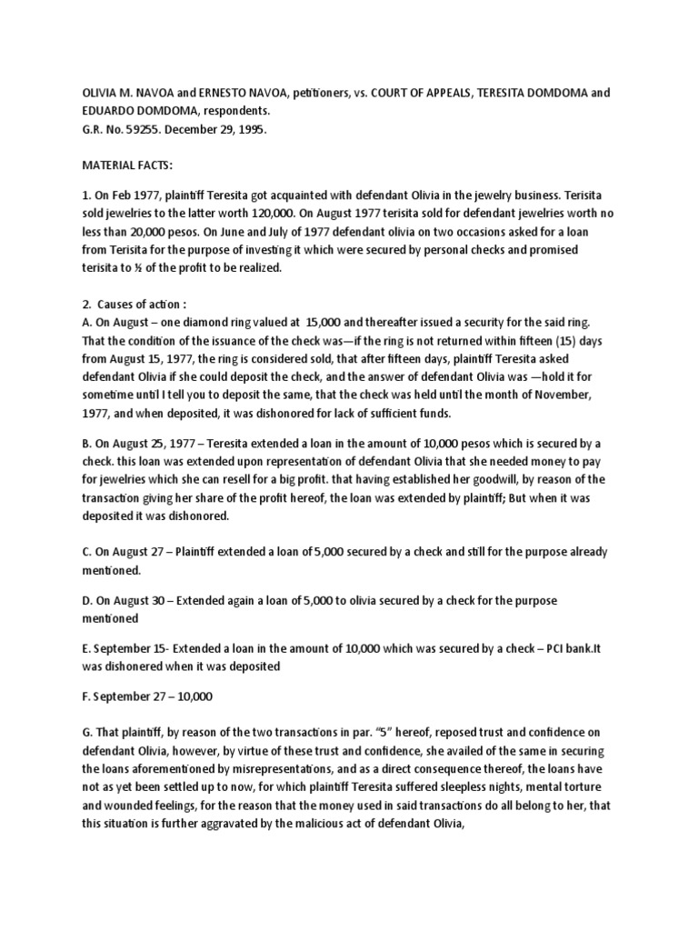 Navoa vs. CA | PDF | Loans | Surety