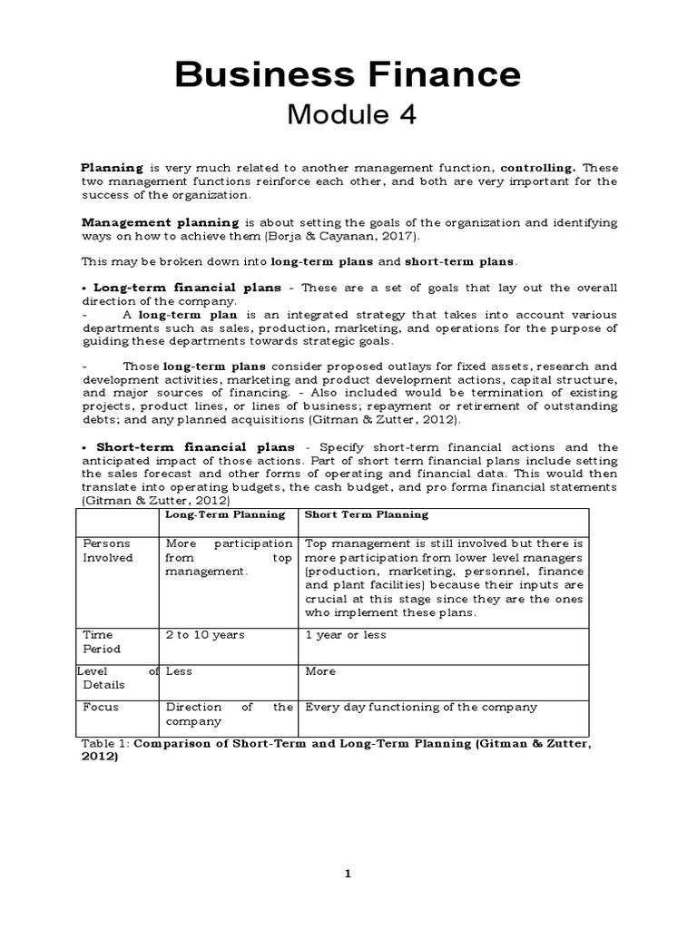 Business Finance Module 4 | PDF