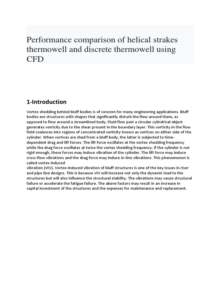 Performance Comparison of Helical Strakes Thermowell and Discrete ...