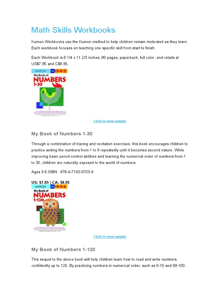 Math Skills Workbooks | PDF | Mathematics | Arithmetic