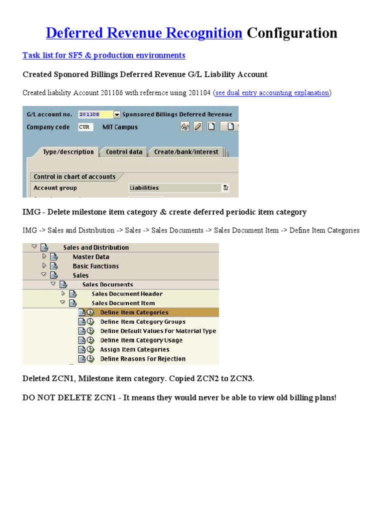 Deferred Revenue Recognition Configuration | PDF | Revenue | Income ...