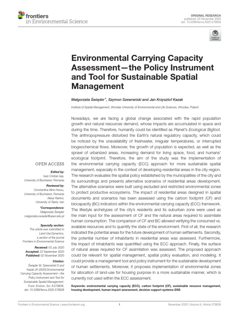 Environmental Carrying Capacity Assessment-The Pol | PDF ...