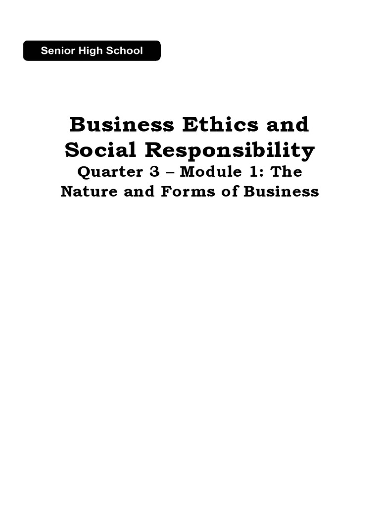Bus - Ethics - q3 - Mod1 - The Nature and Forms of Business Organizations - Final | PDF ...