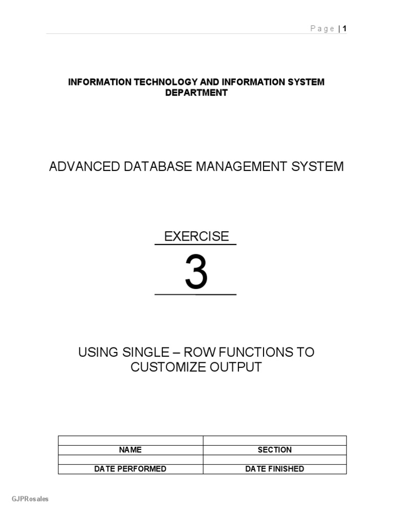 3 Using Single Row Functions To Customize Output Pdf Databases Information Age
